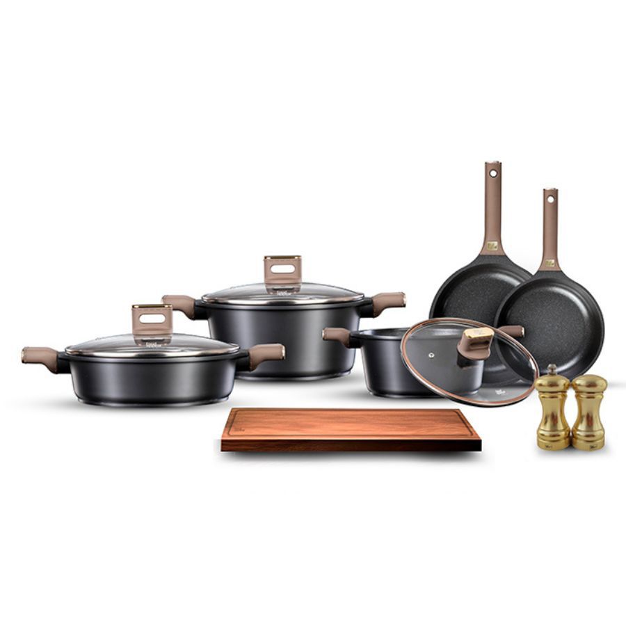 Food Appeal | סט סירים 11 חלקים - CHARM ידיות ''אפקט העור'' צבע חום כהה ...