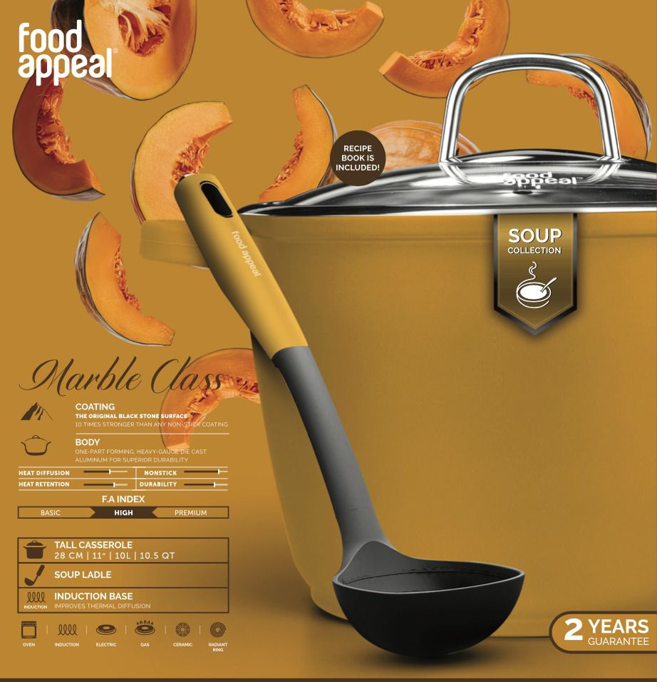 Food Appeal | סט 3 חלקים הכולל 28 ס''מ, 10 ליטר + מצקת SOUP COLLECTION ...